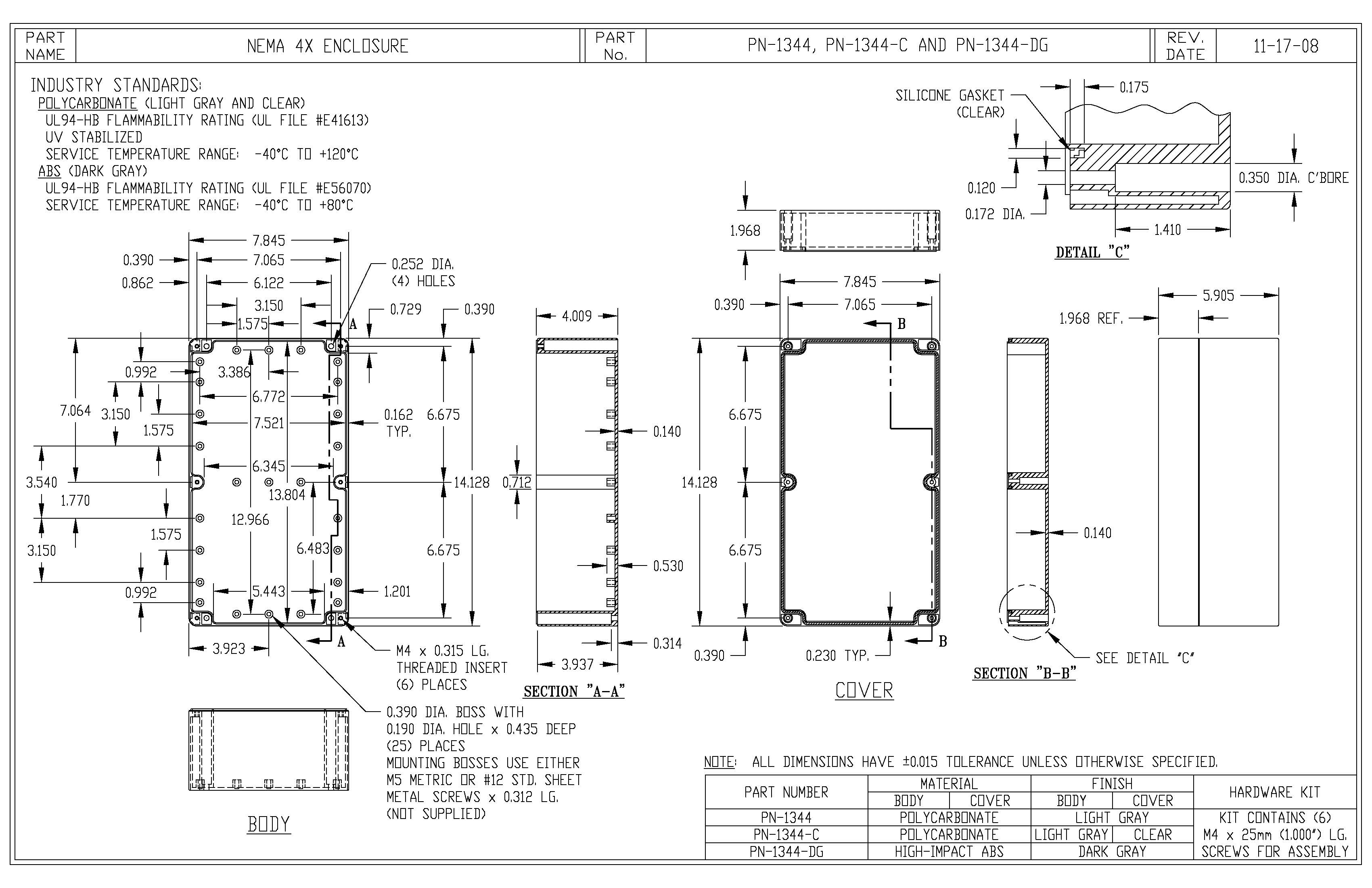 IP65 NEMA 4X Box PN-1344 - Bud Industries