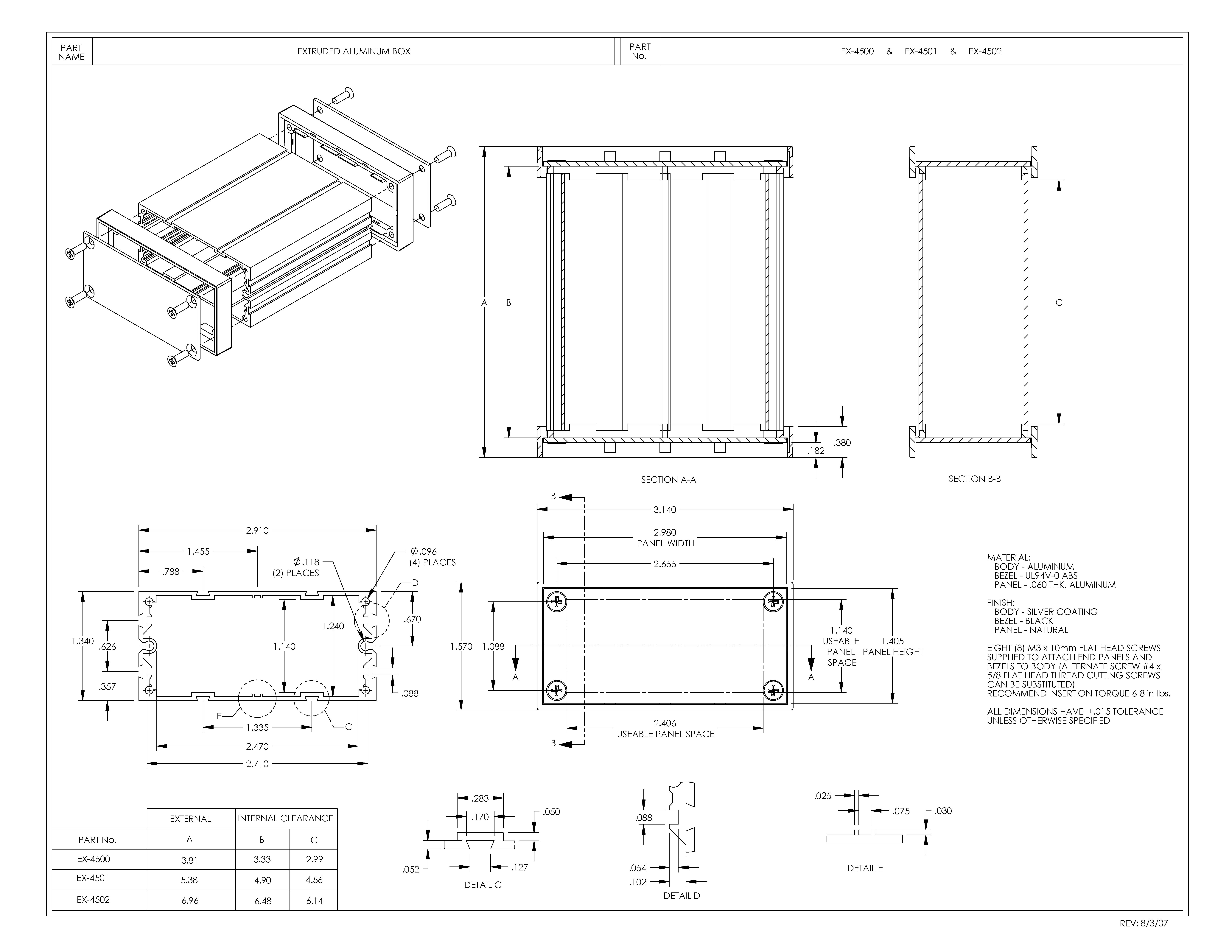 Extruded Aluminum Box EX-4500 - Bud Industries