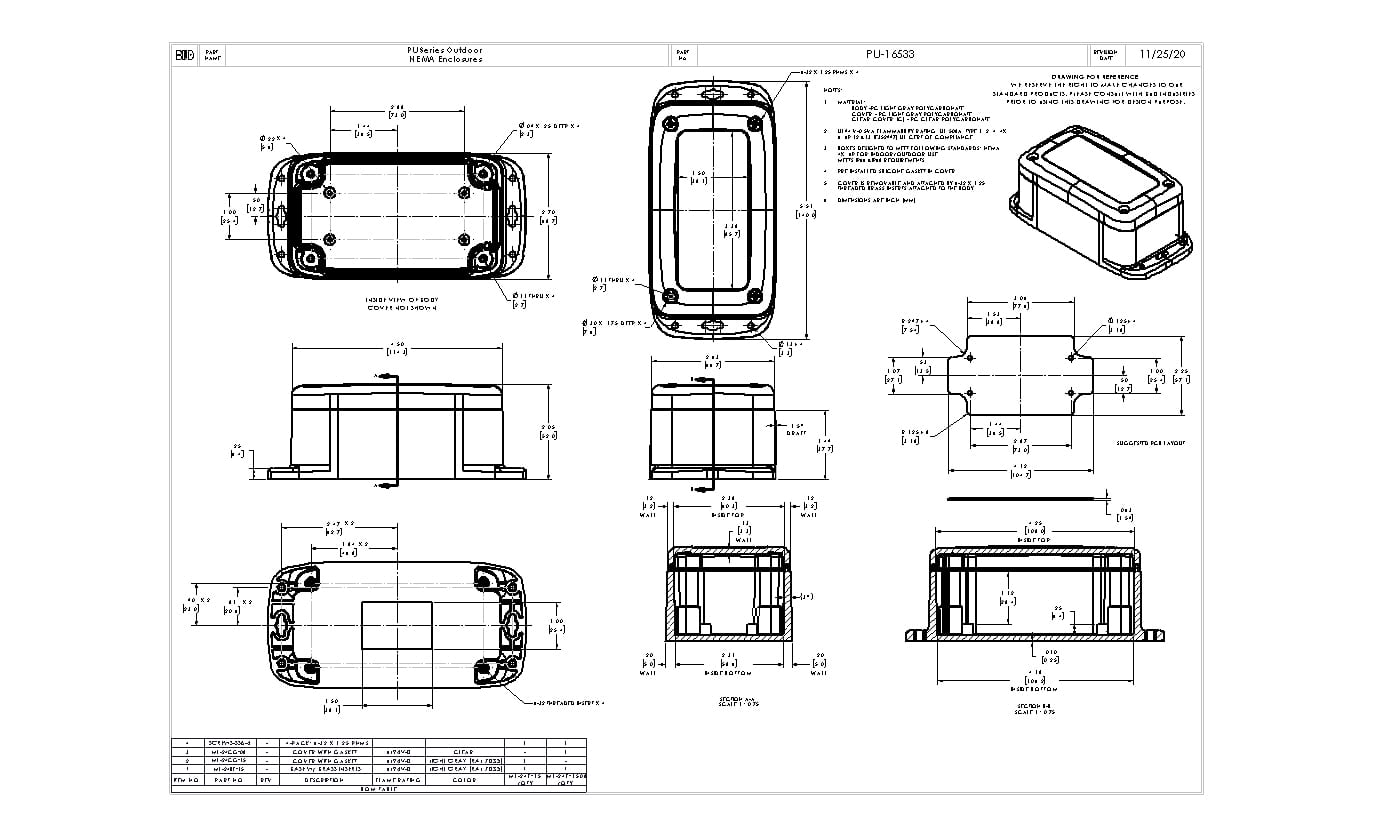 IP68/NEMA 6P Plastic Enclosure with Mounting Flanges and Clear Cover PU ...